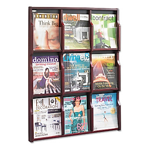 Safco 5702MH Expose Adj Magazine/Pamphlet Nine Pocket Display 29-3/4w x 38-1/4h Mahogany