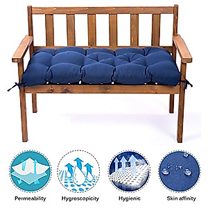 Srutirbo Indoor Outdoor Bench Cushion, Waterproof Swing Cushion Seat Chair Replacement Pads Pillow for Lounger Garden Furniture Patio Metal Wooden (47x20IN, Blue)