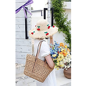 Handwoven Straw Vintage Purse Bag Hollow Out Straw Beach Bag Handbag Shoulder Bag Beach Sea Tote Basket Rattan Vacation Bag