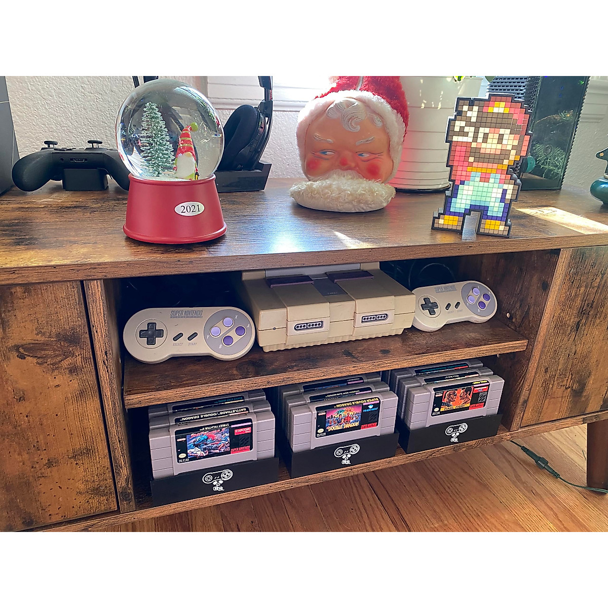 Collector Craft Black Game Organizer Compatible with Nintendo SNES Cartridge, Dust Cover, Cartridge Holder, Super Nintendo Entertainment System