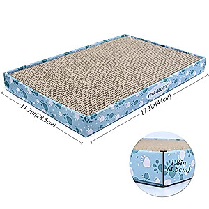 Cat Scratcher Extra Wide with Box of 3 Pack, Reversible Cat Scratching Pad Kitty Corrugated Cardboard Sofa Lounge, Catnip Included