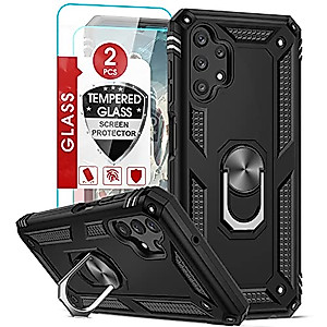 LeYi for Samsung A13 4G Case (Not Fit A13 5G), Galaxy A13 4G Case with [2 Pack] Tempered Glass Screen Protectors, [Military-Grade] Magnetic Ring Kickstand Phone Case for Samsung Galaxy A13 4G, Black