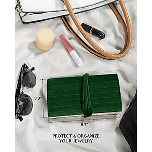 Benevolence LA Jewelry Boxes for Women | Jewelry Organizer | Large Velvet Jewelry Box for Earrings Necklaces, Bracelets and Rings | 2 Layer Jewelry Storage Organizer | Emerald Green