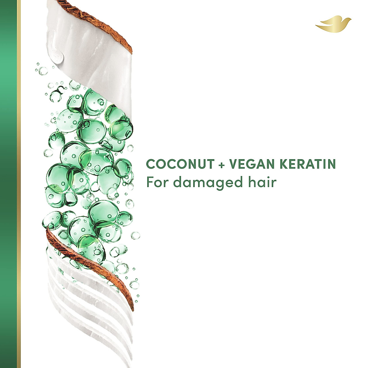 Dove RE+AL Bio-Mimetic Care Shampoo For Damaged Hair Repair Coconut + Vegan Keratin Sulfate-Free Coconut Shampoo 10oz