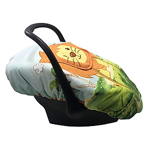 Cute Cartoon Infant Car Seat Covers, Soft Warm Breathable and Windproof Canopy for Baby Car Seat (Cute Lion)