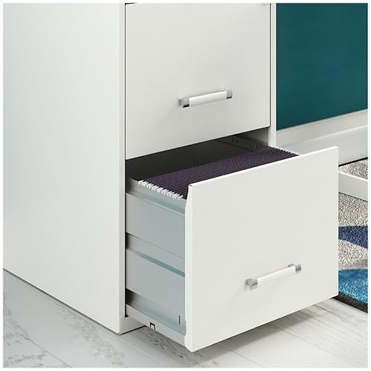 Hirsh Space Solutions 18" Deep Modern Mobile Metal Organizer File Cabinet with Cam Lock & Casters, 3-Drawer, Letter-Size, for Small Home/Home Office in Midnight Purple