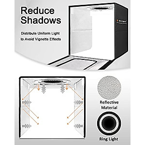 DUCLUS Light Box Photography, 16x16 inch Portable Photo Studio Box with 160 LED Dimmable Lights, 6 PVC & 2 Paper Backdrops for Product Photography.