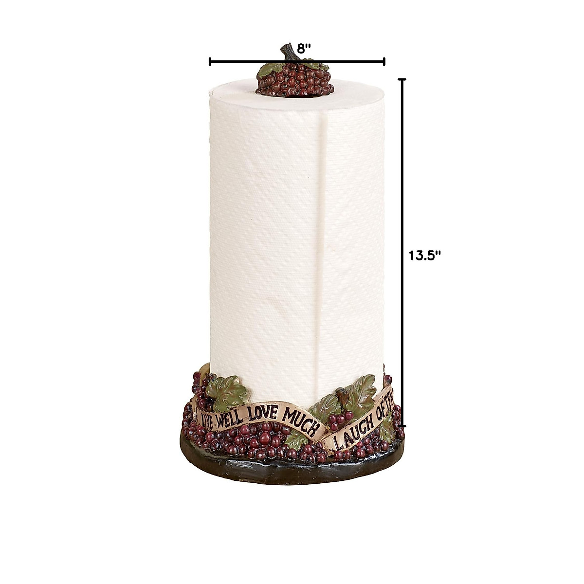 Live Love Laugh Grapes Paper Towel Holder Port - Tuscan Style Decor - Themed Holders for Kitchen, Dining Room - Painted by Hand