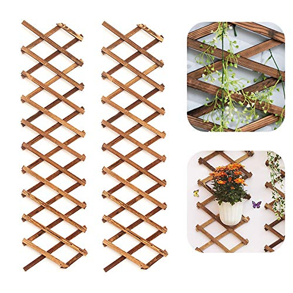Iceyyyy Wood Lattice Wall Planter - 2Pack Expandable Hanging Wooden Planter Trellis Frame, Indoor Air Plant Vertical Rack Wall Decor for Room Garden