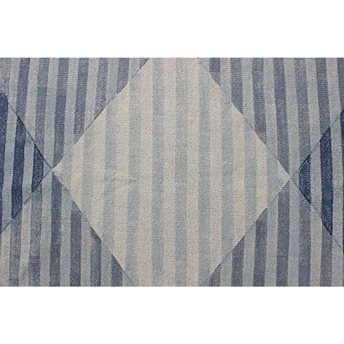 Casavani Hand Block Printed Cotton Dhurrie Striped Blue Tassel Rug Easy Care Washable Rugs for Doormat Entryway Living Room Bedroom Hallway Balcony 2x3 Feet
