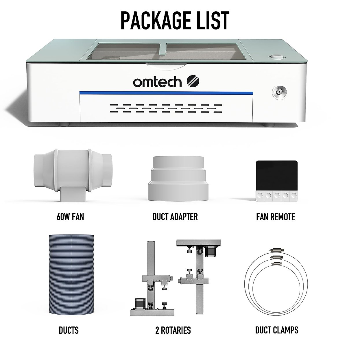 OMTech 50W Desktop Laser Engraver with LightBurn,12x20 CO2 Laser Engraving Machine with 2 Rotary Axes 5MP Camera Fume Extractor Water Chiller,Polar 350 Laser Machine Laser class 2，0.827mW output power