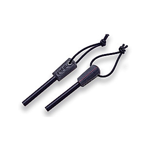 Joker Bushcraft Sports Knife Bushcrafter CM120-P, Black micarta Handle, Blade 4.13 inches of Böhler N695 Steel, Leather Sheath with Fire Starter, Tool for Fishing, Hunting, Camping and Hiking