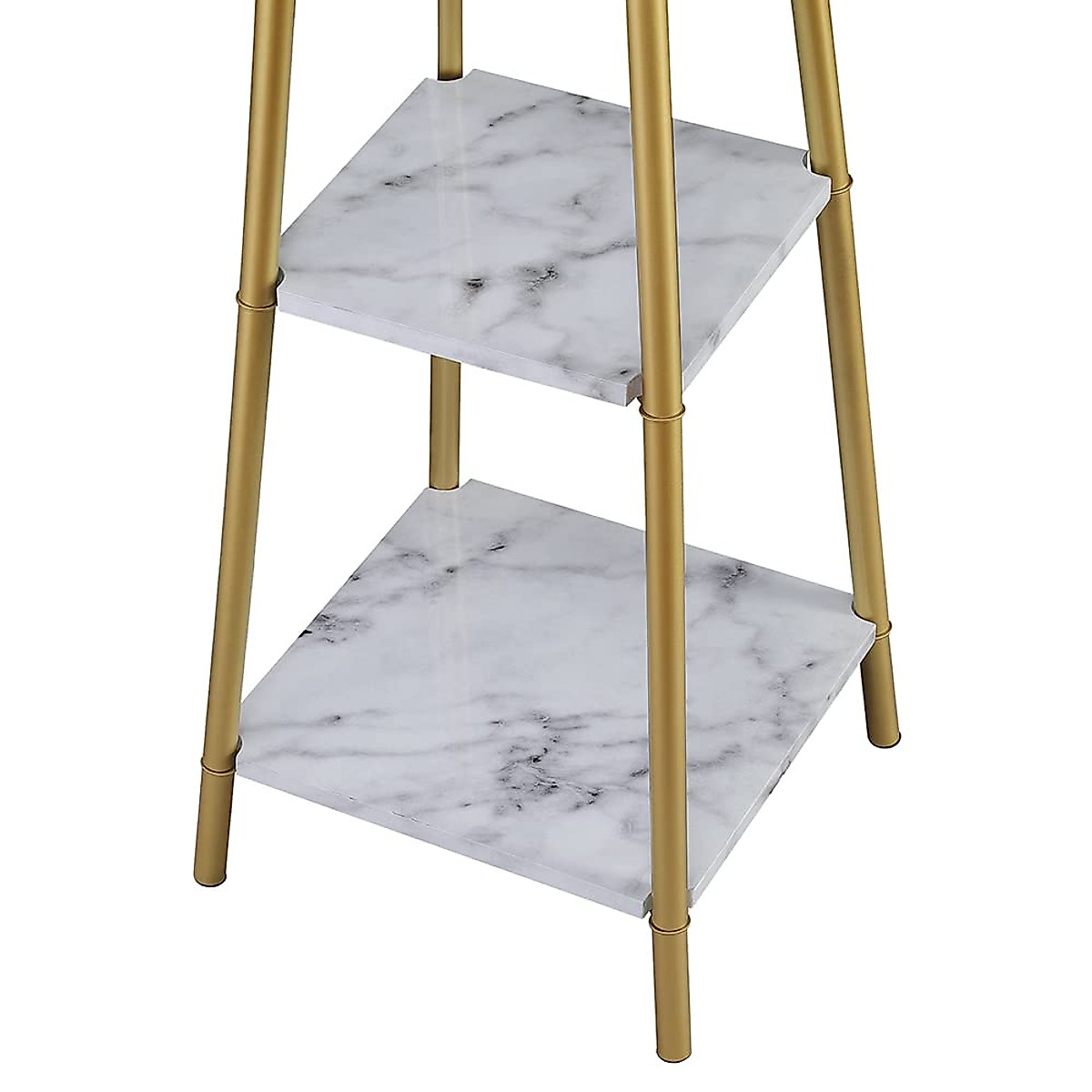 ROSEN GARDEN Floor Lamp, Standing Reading Light with Shelves and Gold Shade, Modern Tall Pole Lamp, Accent Furniture Décor Lighting for Living Room, Bedrooms (Gold, White Shade)