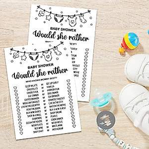 Baby Shower Game Cards, Would She Rather Baby Shower Game, Set of 30 Cards, Rustic Bridal Wedding Shower or Bachelorette Party Game, Baby Shower Ideas