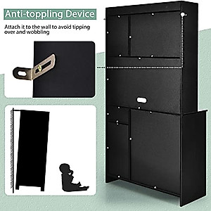 Giantex Buffet Hutch Cabinet, Kitchen Hutch Sideboard, Buffet Pantry on Island, Wood Kitchenware Server with Drawer, Shelf and Storage Cabinet (Black & Natural)