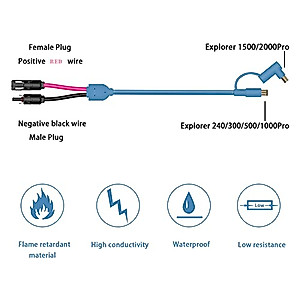 JacEnergy Solar Panel to DC 8mm Adapter Cable, Solar Connector to DC8mm ，DC 8mm Connector with DC8020 Converter for Portable Power Station GZ Yeti Jakery Solar Generator 12AWG+14AWG Heavy Duty