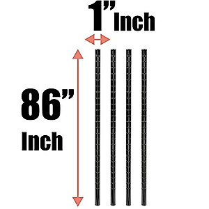 Regal Altair Black Epoxy Wire Shelving Posts | Pack of 4 Posts | NSF Commercial Heavy Duty (Black Epoxy Wire Shelving Posts, 86''H)