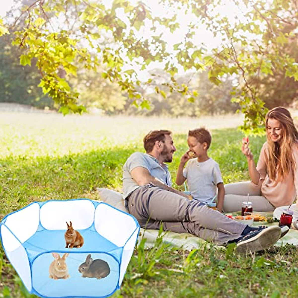 Small Animal Cage Tent Breathable & Transparent Pet Playpen Pop Open Outdoor/Indoor Exercise Fence, Portable Yard Fence for Guinea Pig, Rabbits, Hamster, Chinchillas and Hedgehogs