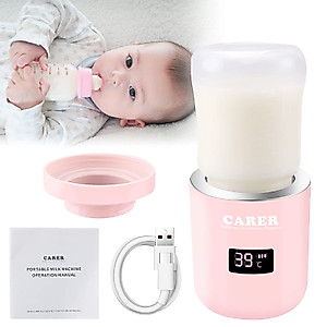 Portable Bottle Warmer Milk Warmers for Breastmilk or Formula, Travel Bottle Warmer Digital Display Thermostat Milk Heater for Baby Milk Perfect Temperature Fast Bottle Warmer Fits Most Bottle Size