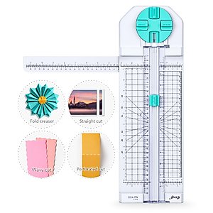 Ecraft 4-in-1 Paper Trimmer: 12" Craft Paper Cutter with Straight, Wavy, Dotted, Perforated & Creasing,Perfect for Cutting Cardstock, Coupons, Labels, Photos, Ideal Multi-Function Scrapbooking Tool