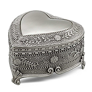 AVESON Classic Vintage Heart Shape Metal Jewelry Box Ring Trinket Storage Organizer Chest Christmas Gift