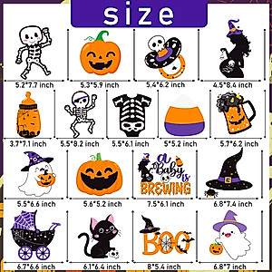 A Baby is Brewing Halloween Centerpiece Sticks 17Pcs Halloween Baby Shower Decorations Baby Brewing Little Boo Party Table Topper Decorations for Halloween Pregnancy Gender Reveal Party Supplies