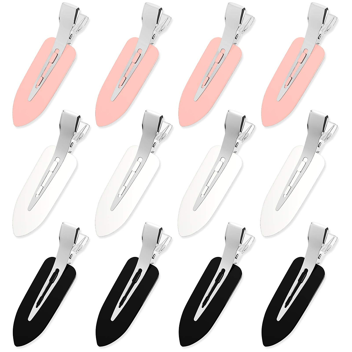 QUEENTI Hair Clip, 12Pcs No Crease Hair Clips for Styling, Makeup, Sleeping, Makeup Application ABS Resin and Stainless Steel, Non Slip, No Bend Design, Suitable for All Hairstyles