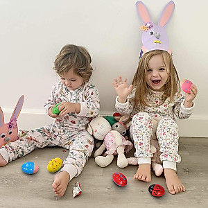 6 Pack Wooden Shakers Easter Eggs, Special Design Musical Shake Egg for Toddlers Kids Toy Easter Basket Stuffers Fillers Gifts