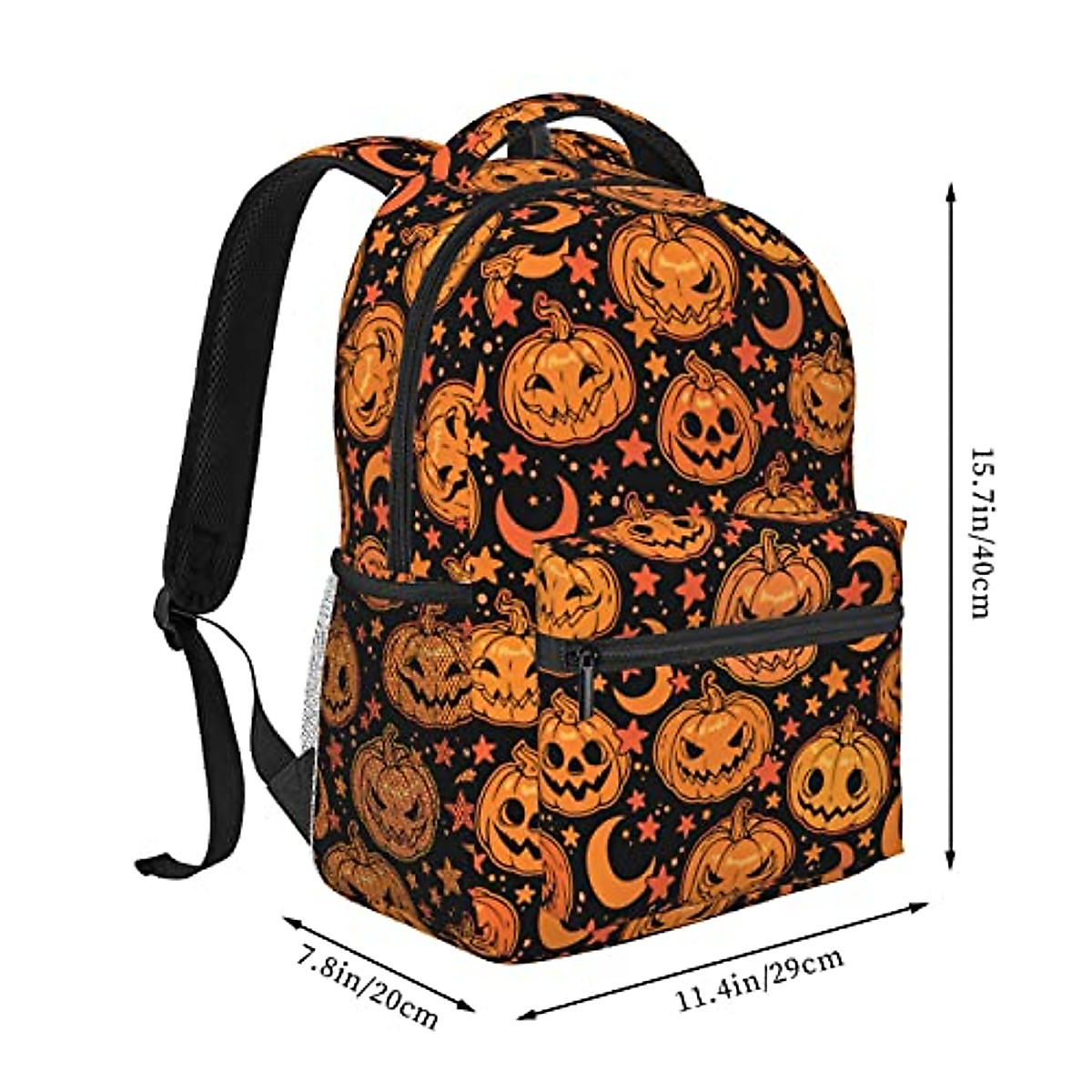 BoeHiop Halloween Pumpkin Moon Stars Lightweight Laptop Backpack for Women Men College Bookbag Casual Daypack Travel Bag