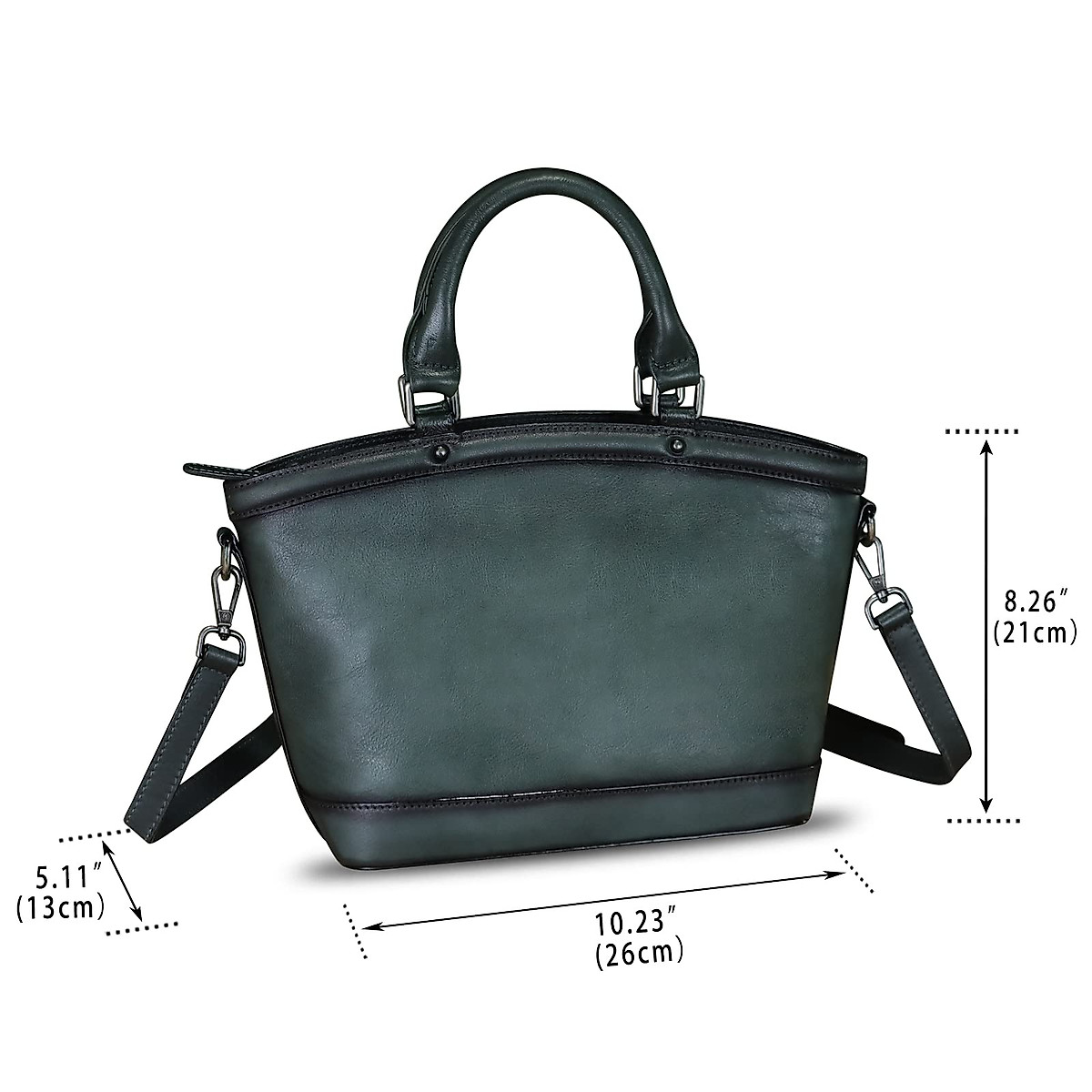 Genuine Leather Handbags for Women Satchel Top Handle Bags Handmade Vintage Crossbody Handbags Retro Tote Purse (Darkgrey)