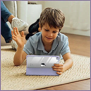 Fintie Hybrid Slim Case for iPad Mini 5th Generation 2019 / iPad Mini 4 (7.9 Inch) - [Built-in Pencil Holder] Shockproof Cover with Clear Transparent Back Shell, Lilac Purple