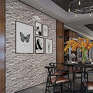 20PCS 3D Wall Panels Peel and Stick 3D Brick Wallpaper Peel and Stick Faux Stone Wall Panel Foam Brick Self-Adhesive Wallpaper(Rock,20pcs)