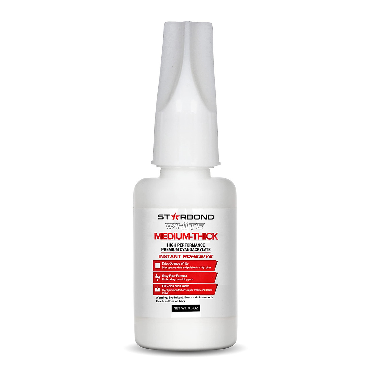 Premium Grade Cyanoacrylate (CA) Super Glue by STARBOND - 0.5 OZ White Heavy Medium CA Glue (Medium Thick) for Marble, Granite, and Quartz Repair, 3D Printing, and Accenting Wooden Projects