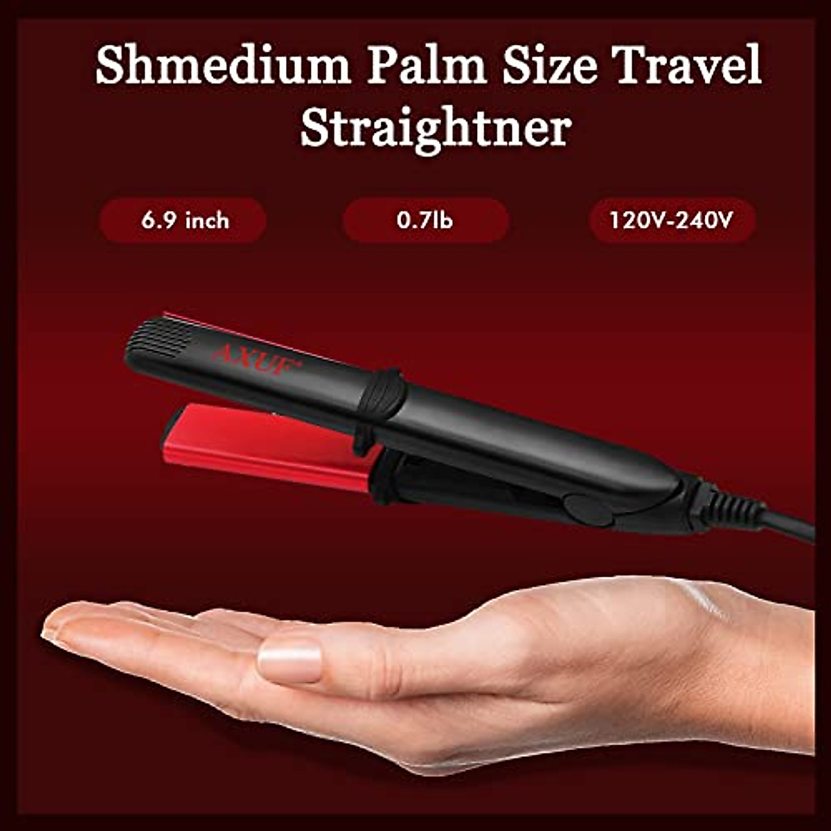 AXUF Mini Dual Deluxe Styler,Mini Flat Iron Add Straighten & Curls Hair Straightener, 3/4 Inch Travel Flat Iron for Short Hair, Curls Bangs