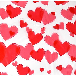 18 Valentine Cellophane Basket Bags with Twist Ties 22" x 25" Jumbo Large Valentines Day Red Heart Gift Wrap Clear Cello Plastic Bag for Baskets