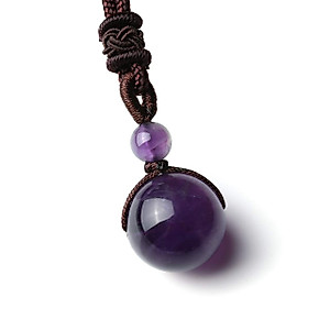 Jovivi Healing Crystals Necklace Natural Amethyst Lucky Blessing Protection Chakra Beads Stone Pendant for Women and Men Adjustable