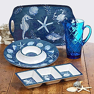 Certified International Oceanic 2 Piece Melamine Platter Set, Multi Colored, Large