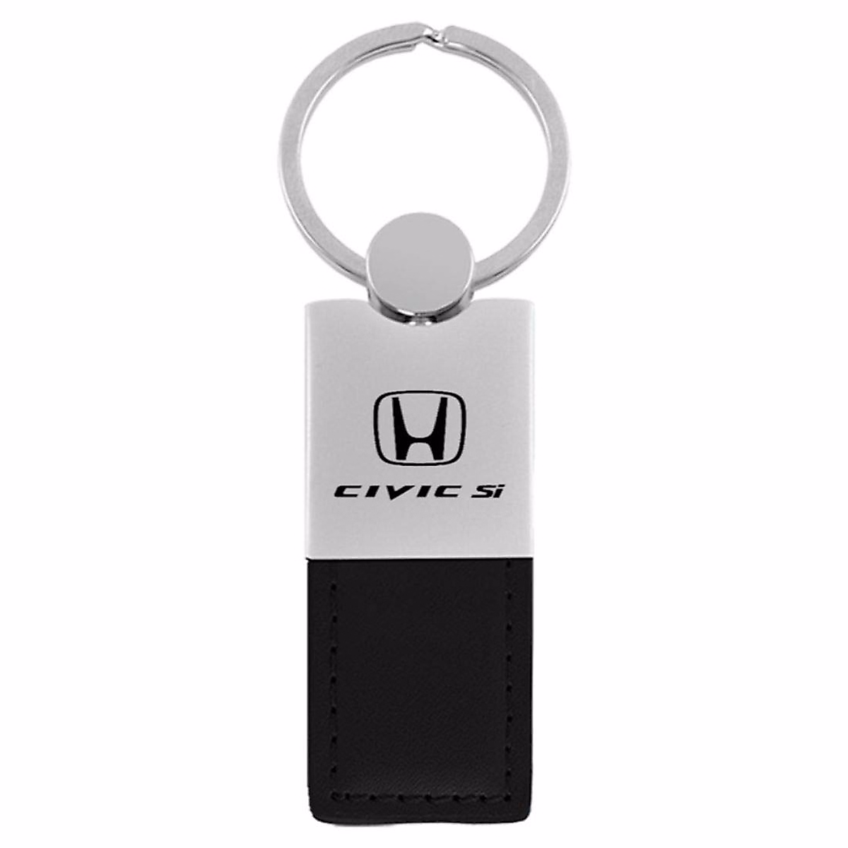 Au-TOMOTIVE GOLD Duo Rectangular Leather Key Chain for Honda Civic SI (Black)
