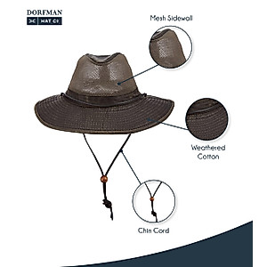 Dorfman Pacific Co. Men's Weathered Cotton Big Brim with Mesh, Brown, Large