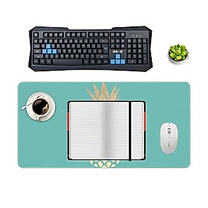 Mouse Pads Gold Pineapple on Teal Desk Mat Gaming Mousepad Non Slip Rubber Mouse Mat for Desk Keyboard, Wireless Mouse, Office Computer