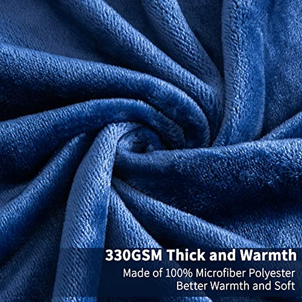 Cambividas Fleece Blanket, King Size Blanket, 330GSM, 90x108 Inches All Season Super Soft Cozy Warm Fuzzy Throw Blanket for Bed, Sofa, Travel, Camping, Navy Blue