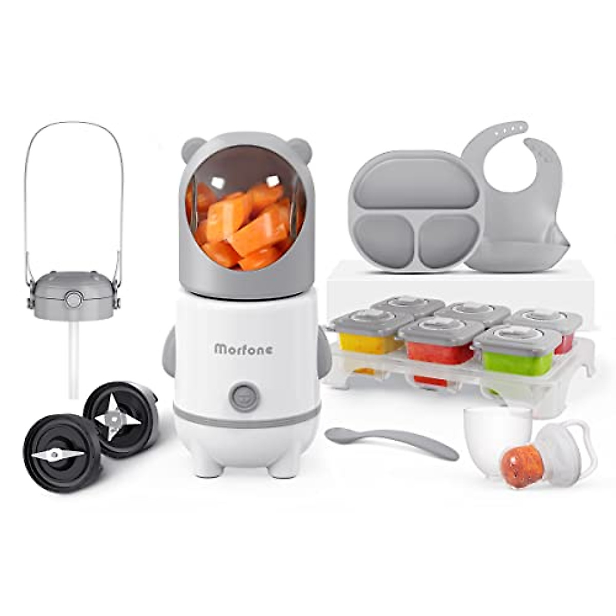 Baby Food Maker, 17 in 1 Set for Baby Food, Fruits, Meat, Baby Food Processor with Baby Food Containers, Baby Plates, Silicone Spoon, Baby Bibs, Baby Food Feeder Pacifier Baby Essentials Gift Set