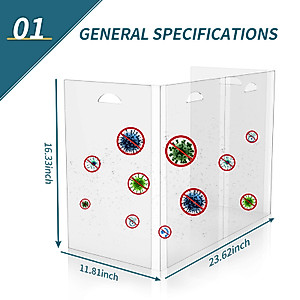 Sneeze Guard Desk Shield - Portable and Clear Protective Barrier for Counter Dining Table Student Partition Shield, Easy to Clean and Bring Best Partition for Classroom or Office 23’’W*16’’H
