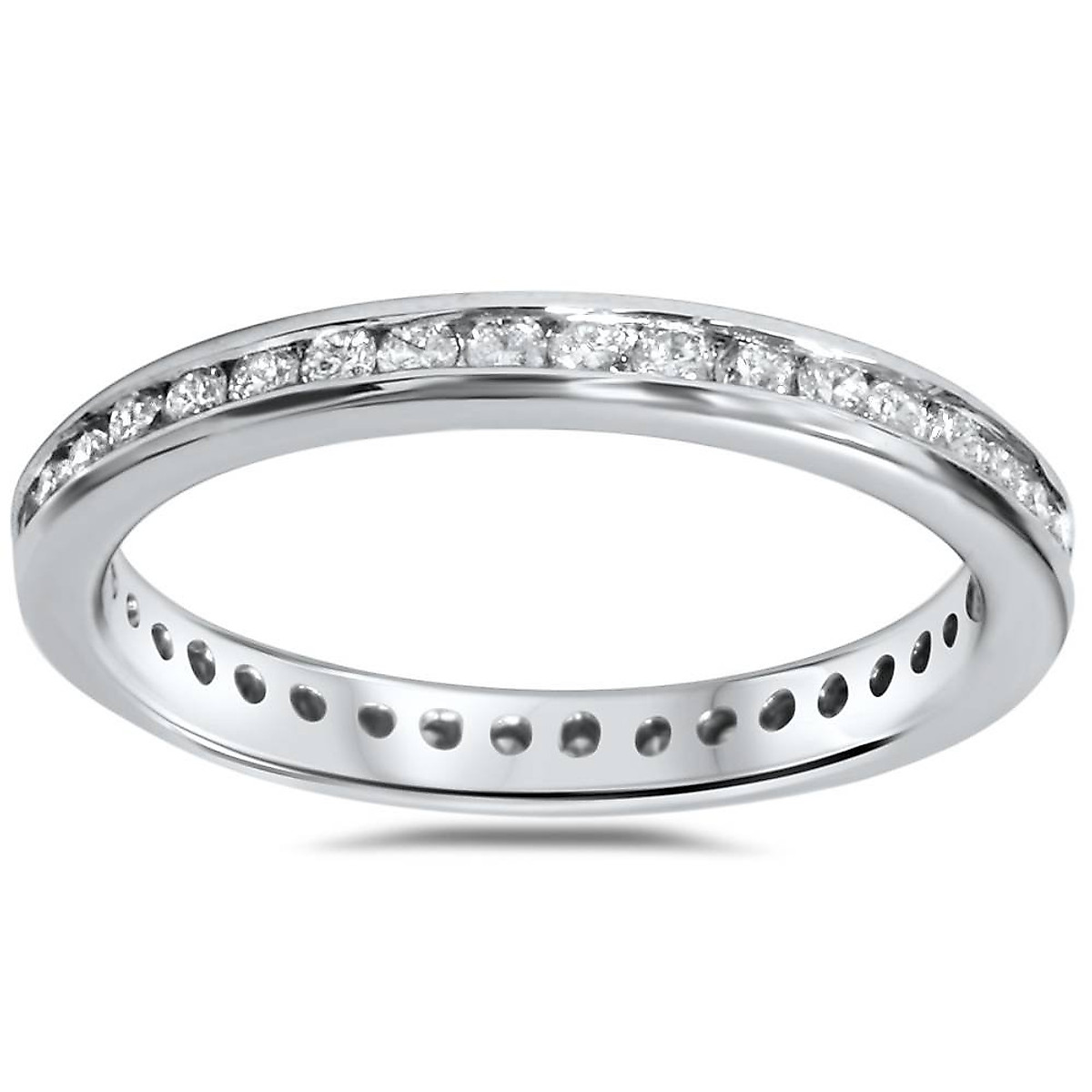 1/2ct Diamond Channel Set Eternity Ring 14K White Gold - Size 9