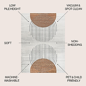 JONATHAN Y WSH311A-4 Kallax Geometric Modern Low-Pile Machine-Washable Area Rug, Contemporary, Modern, Geometric for Bedroom, Kitchen, Living Room, Easy-Cleaning, Cream/Terra, 4 ft. x 6 ft.