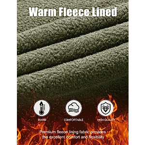 FREE SOLDIER Men's Fleece Lined Outdoor Cargo Hiking Pants Water Repellent Softshell Snow Ski Pants with Zipper Pockets (Army Green 40W x 32L)