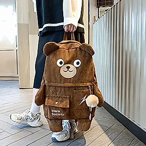 bafokrim Kawaii Backpack For Girls Boys teens Cute Bear Large Capacity Fashion Leisure Backpack With Small Bag (Brown)