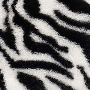 surell - Faux Rex Rabbit Fur Zebra Print Handbag - Small Fuzzy Tote Bag - Cute Y2K Style - Luxurious Fluffy Fashion Purse Gift - Animal Print Pocketbook - Striped Stylish Handbag - (Black/White)