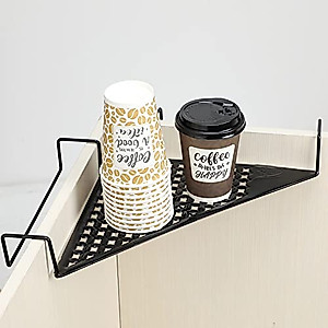 Lounsweer 2 Pcs Office Cubicle Shelf Black Corner Floating Shelves Cubicle Hanging Shelf Mesh Iron Corner Organizer Storage Rack Holder for Succulents Flower Pot Office Decor