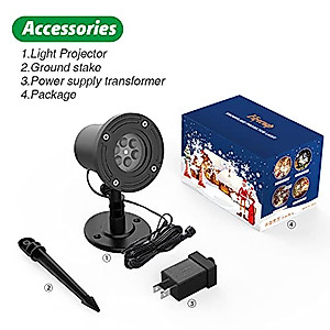 Christmas Lights Outdoor Lights Outside LED Projector Halloween Decorations Waterproof White Moving Snowflake Landscape for Christmas, Holiday, Birthday, Wedding, Party, Garden